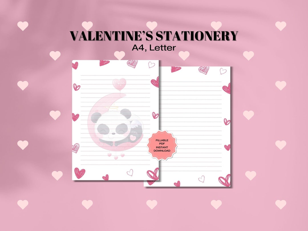 Valentines Love Letter, Panda Design Letter, Printable Stationery ...