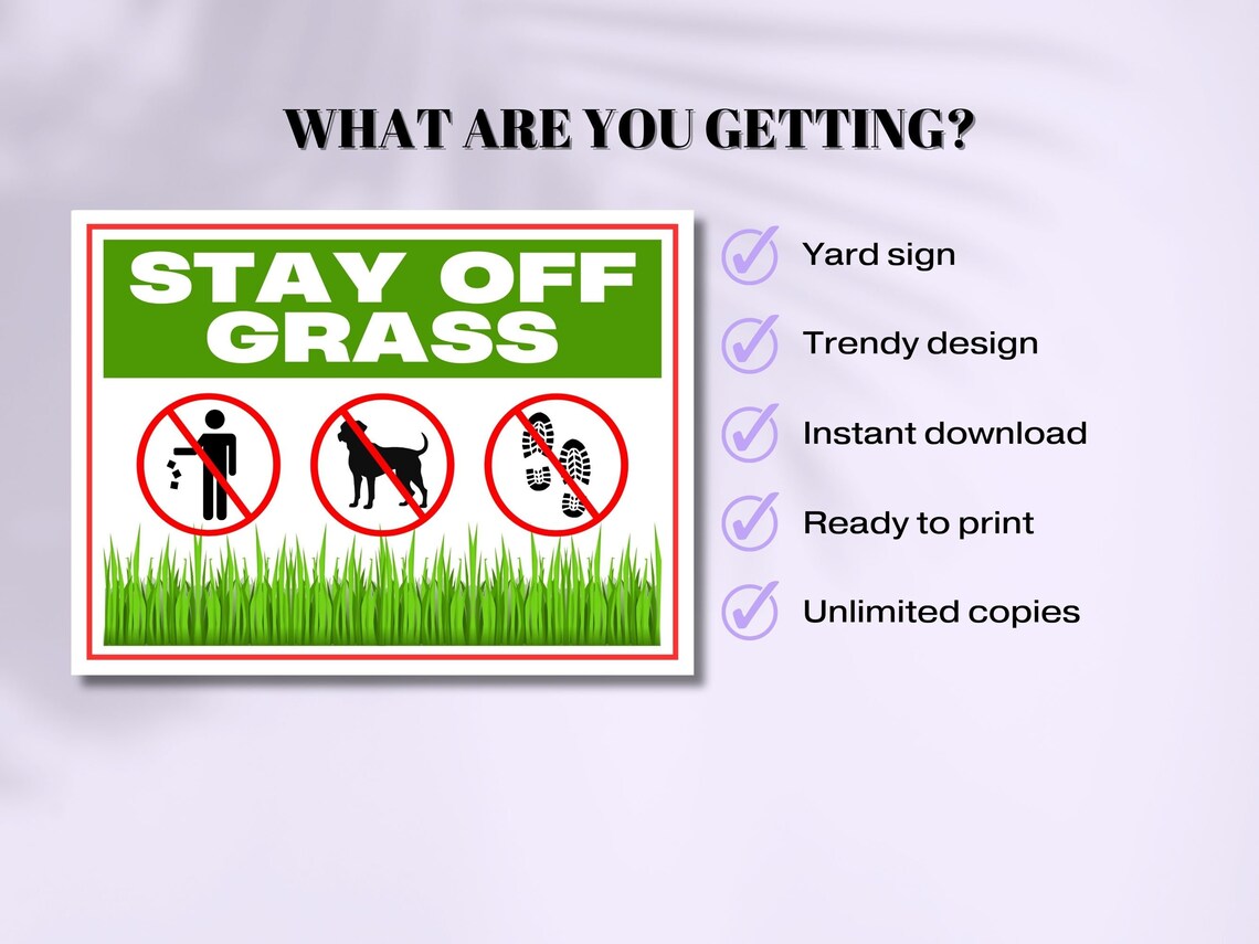 Stay off Grass Printable Sign, off Lawn Sign PNG, Yard Keep Out Sign ...