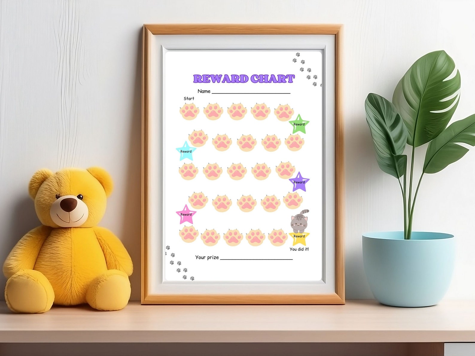 Printable Cat Tracks Reward Chart PDF, Cat Behavior Chart, Daily Chore ...