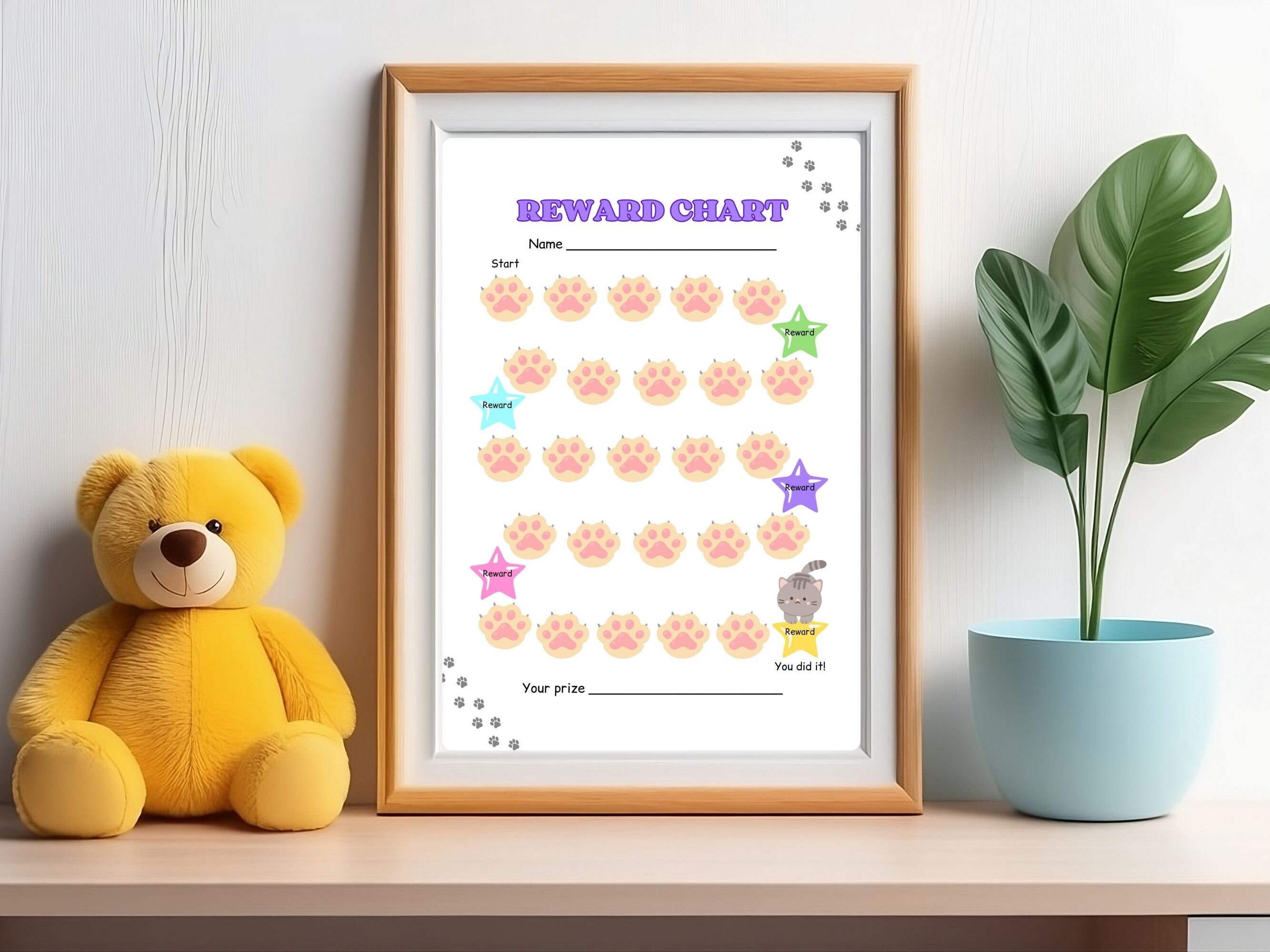 Printable Cat Tracks Reward Chart PDF, Cat Behavior Chart, Daily Chore ...