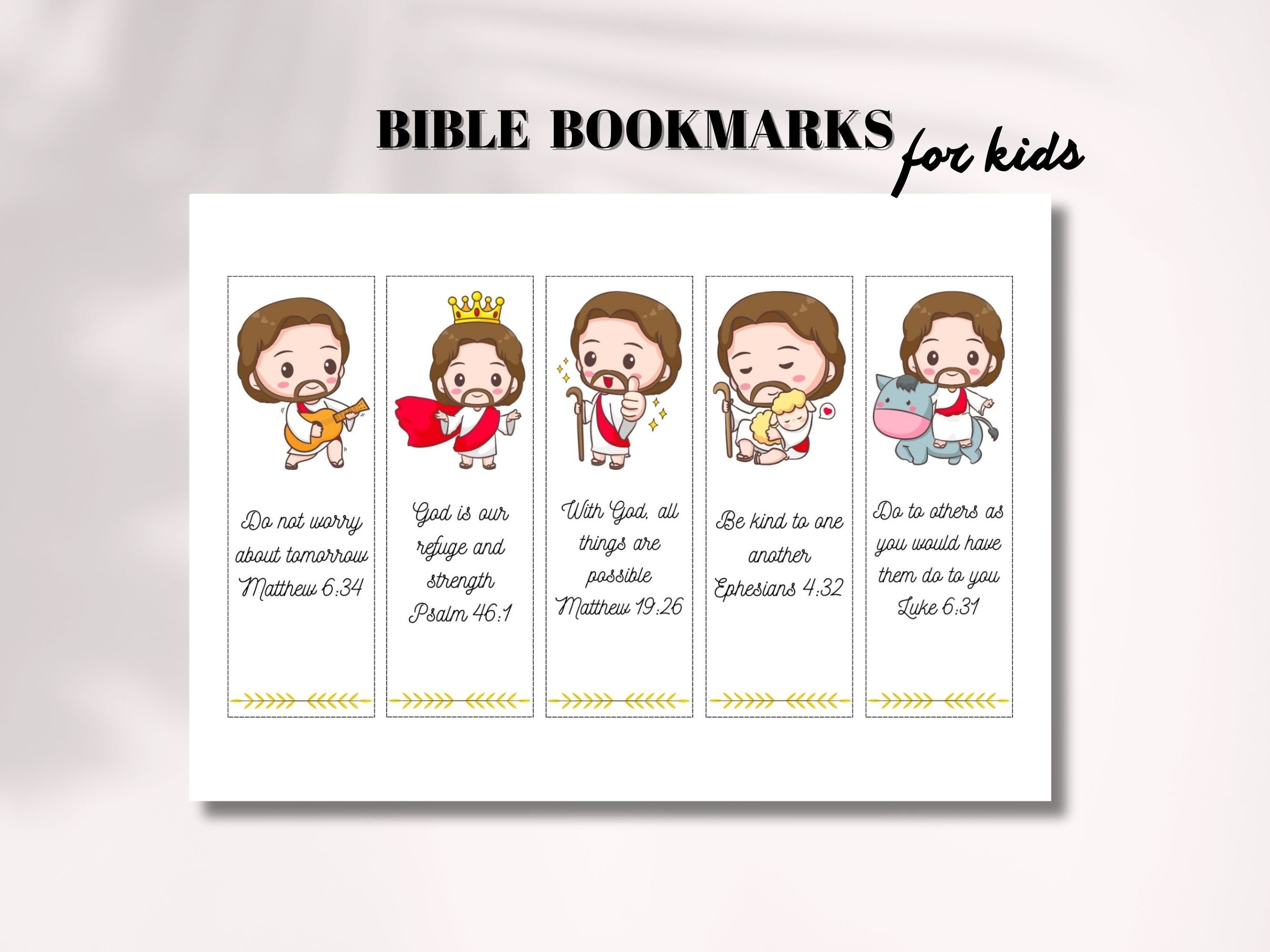 Bookmarks With Bible Verses for Kids, Unique Jesus Bookmarks, Sunday ...