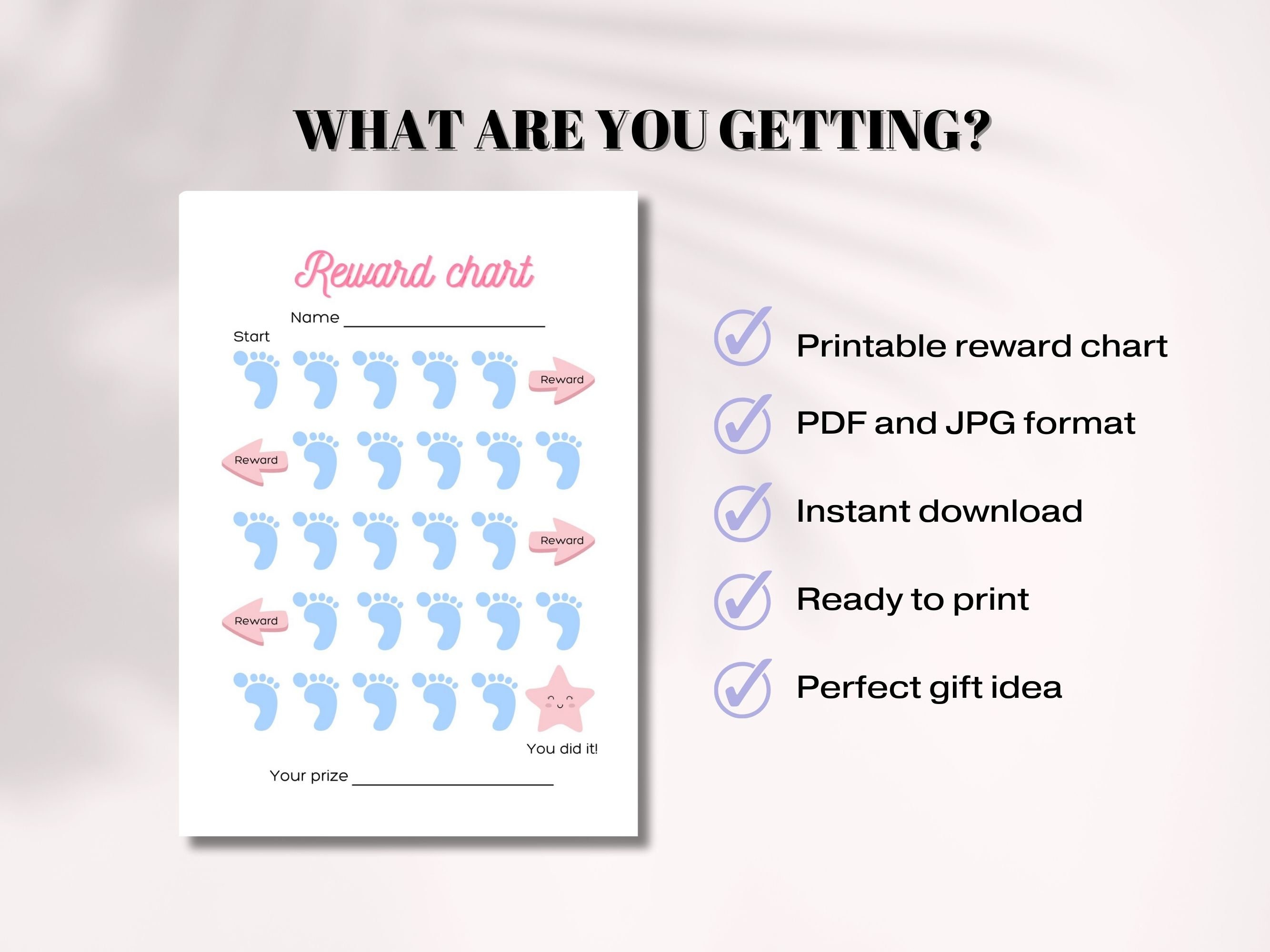 Printable Footprints Reward Chart, Behavior Chart, Daily Chore Chart ...