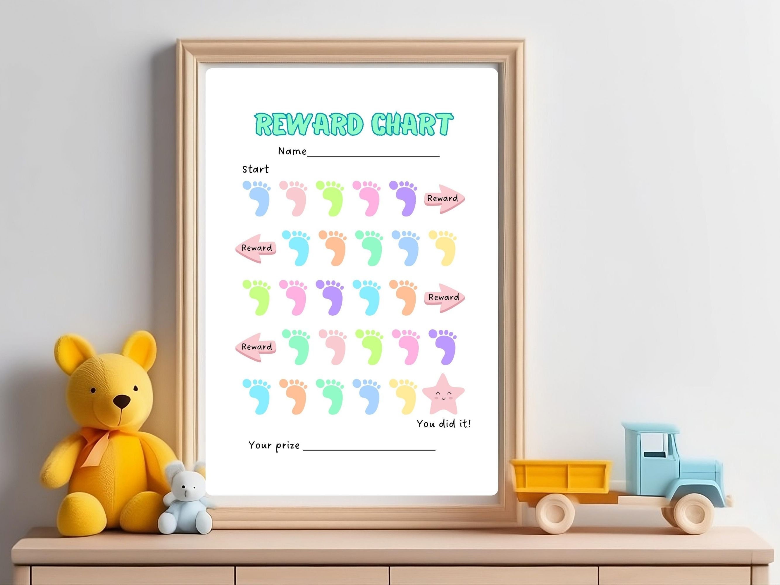 Footprints Reward Chart PDF, Printable Behavior Chart, Colorfull Chore ...