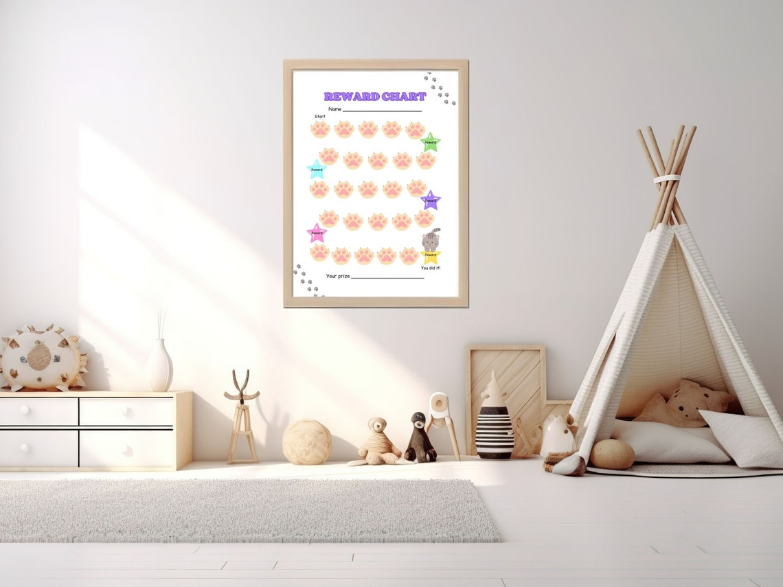 Printable Cat Tracks Reward Chart PDF, Cat Behavior Chart, Daily Chore ...