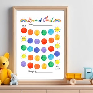 Printable Rainbow Reward Chart, Rainbow Sticker Chart, Instant Download ...