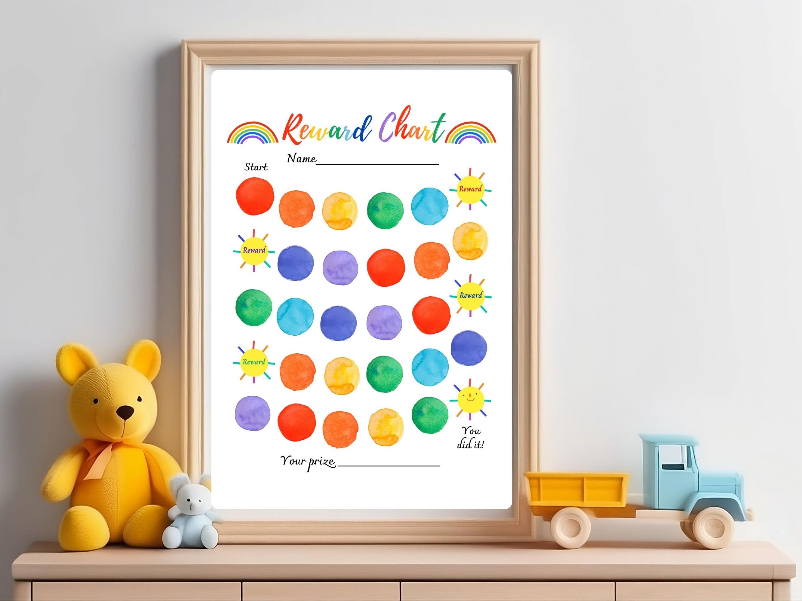 Printable Rainbow Reward Chart, Rainbow Sticker Chart, Instant Download ...