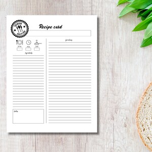 Modern Recipe Card, Digital Recipe Template, Fillable Recipe Template ...