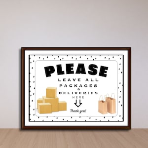 Please Leave Packages Here Printable Sign, Shipping Items Drop off ...