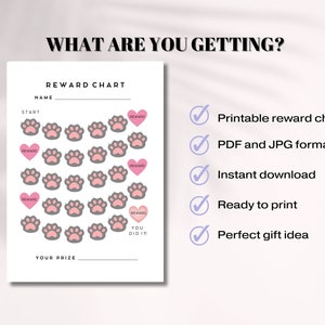 Printable Cat Tracks Reward Chart PDF, Cat Behavior Chart, Daily Chore ...
