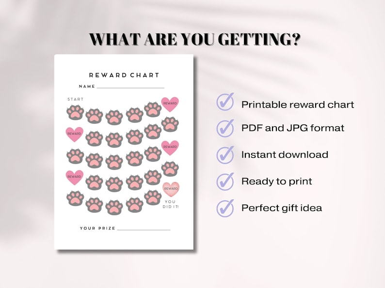 Printable Cat Tracks Reward Chart PDF, Cat Behavior Chart, Daily Chore ...