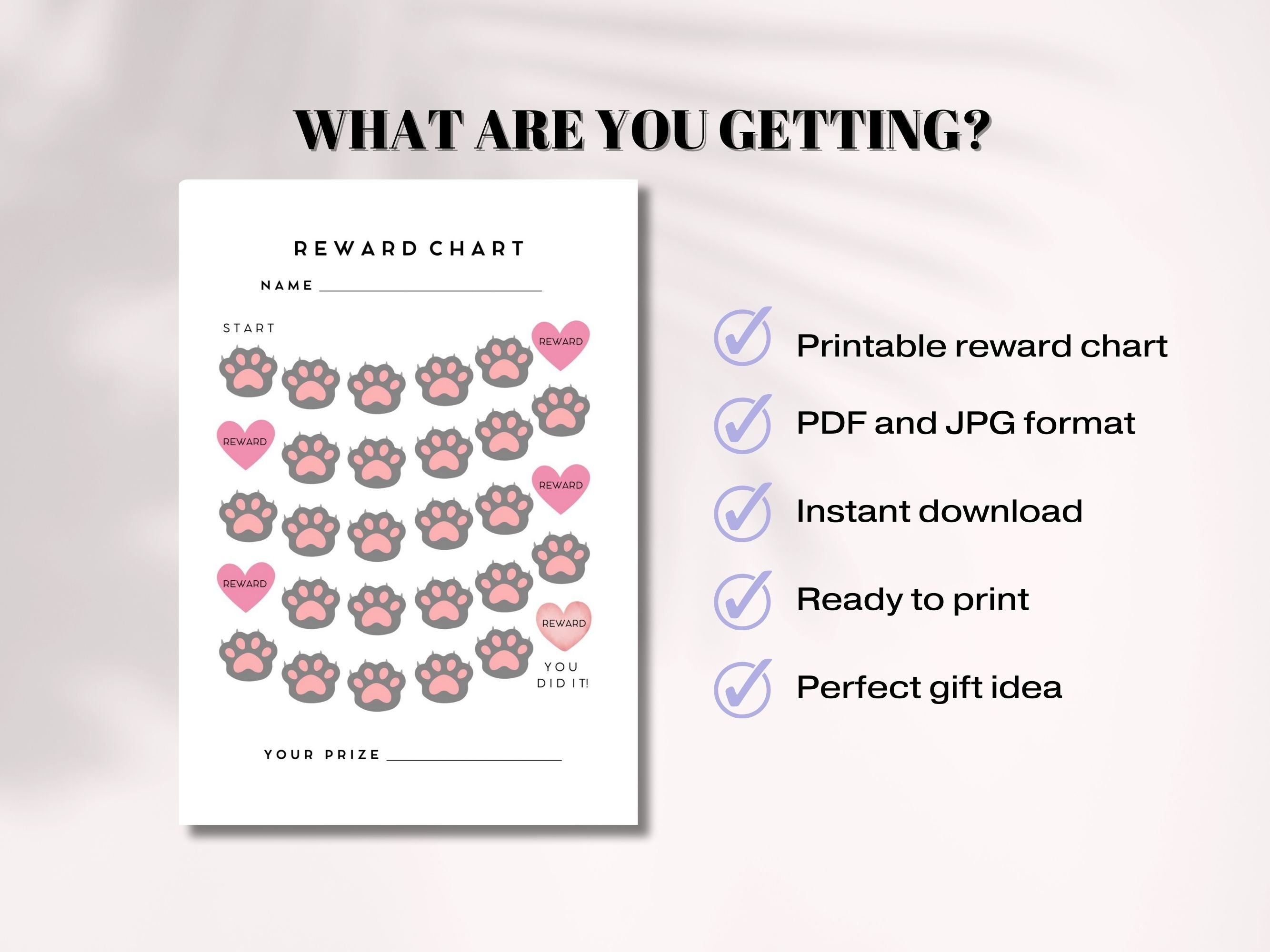 Printable Cat Tracks Reward Chart PDF, Cat Behavior Chart, Daily Chore ...