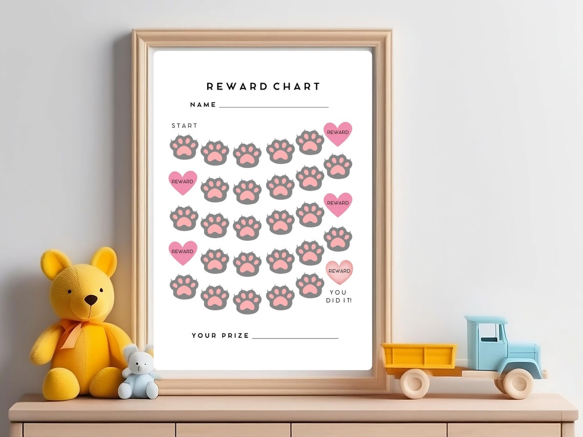 Printable Cat Tracks Reward Chart PDF, Cat Behavior Chart, Daily Chore ...
