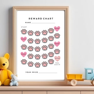 Printable Cat Tracks Reward Chart PDF, Cat Behavior Chart, Daily Chore ...