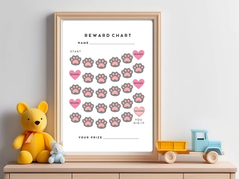 Printable Cat Tracks Reward Chart PDF, Cat Behavior Chart, Daily Chore ...