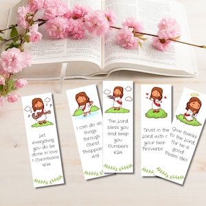 Bible Verses Bookmarks for Kids, Unique Jesus Bookmarks Set, Sunday ...