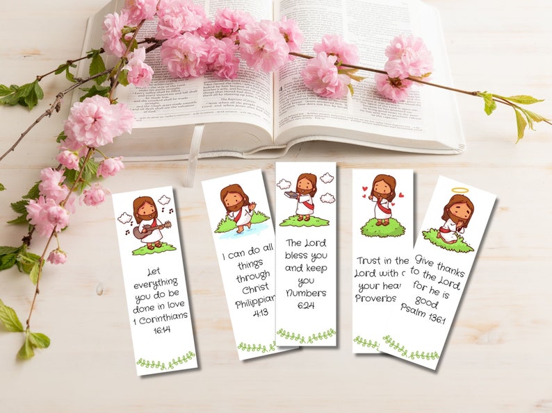 Bible Verses Bookmarks for Kids, Unique Jesus Bookmarks Set, Sunday ...