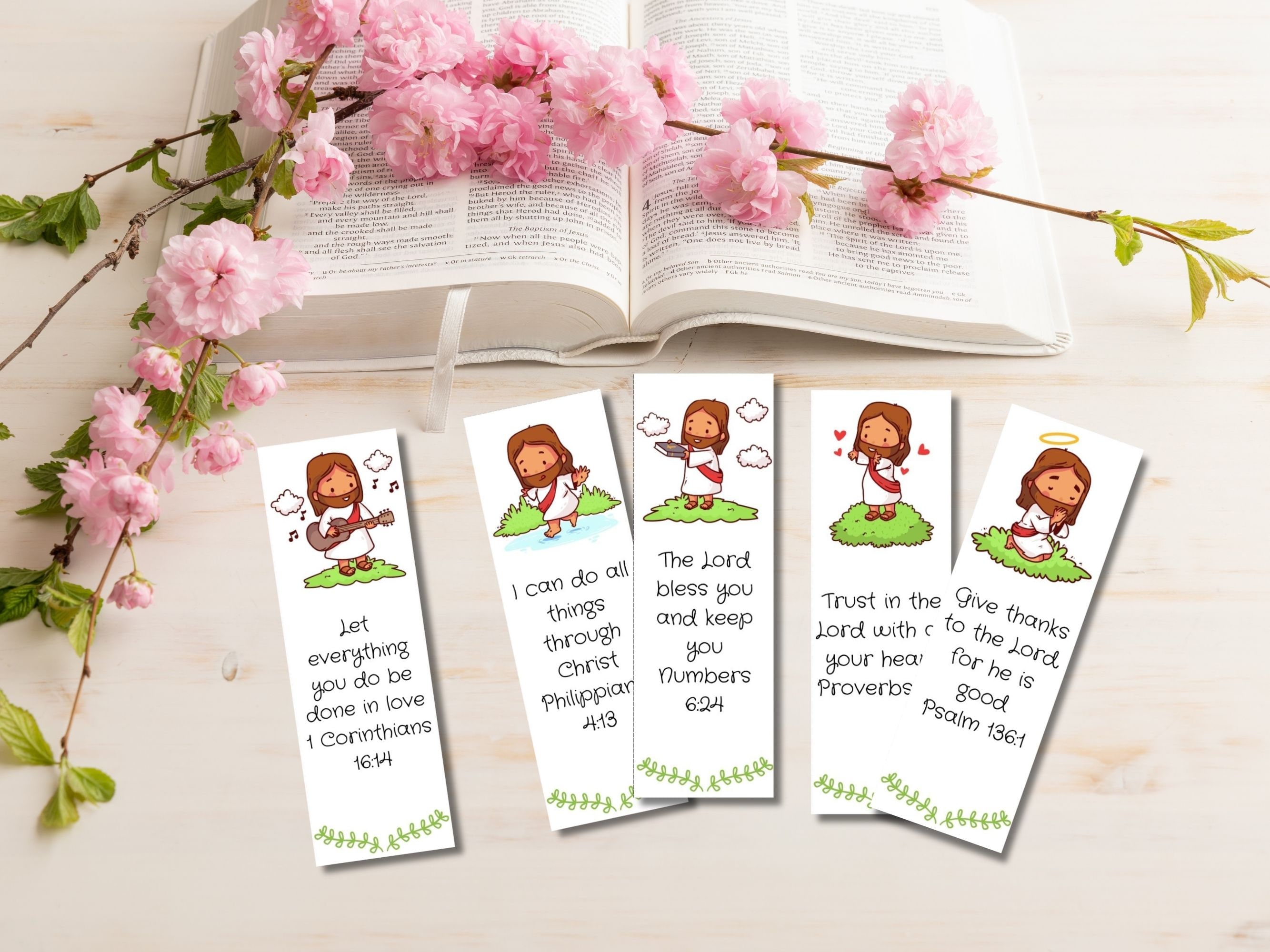 Bible Verses Bookmarks for Kids, Unique Jesus Bookmarks Set, Sunday ...