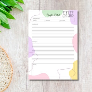 Modern Recipe Card, Digital Recipe Template, Printable Recipe Template ...