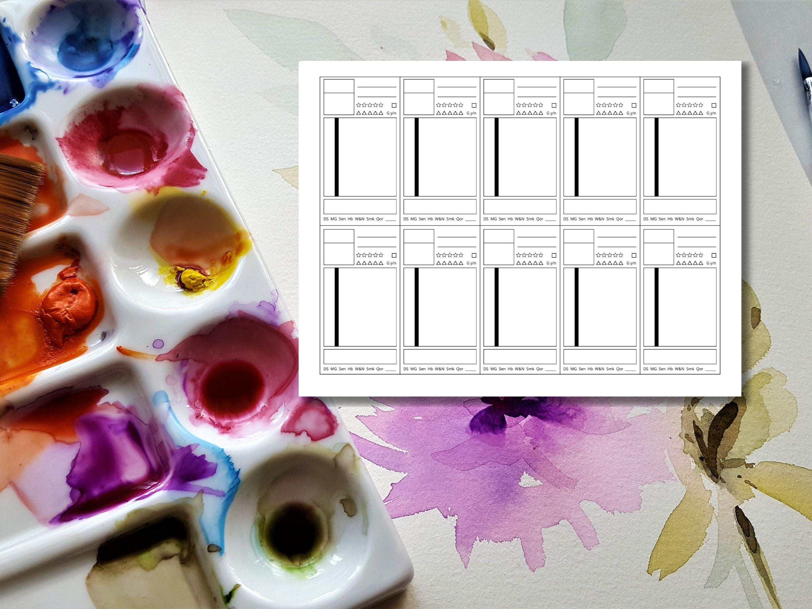 Watercolor Swatch Card Template Printable, Mix Color, Paint Swatch ...