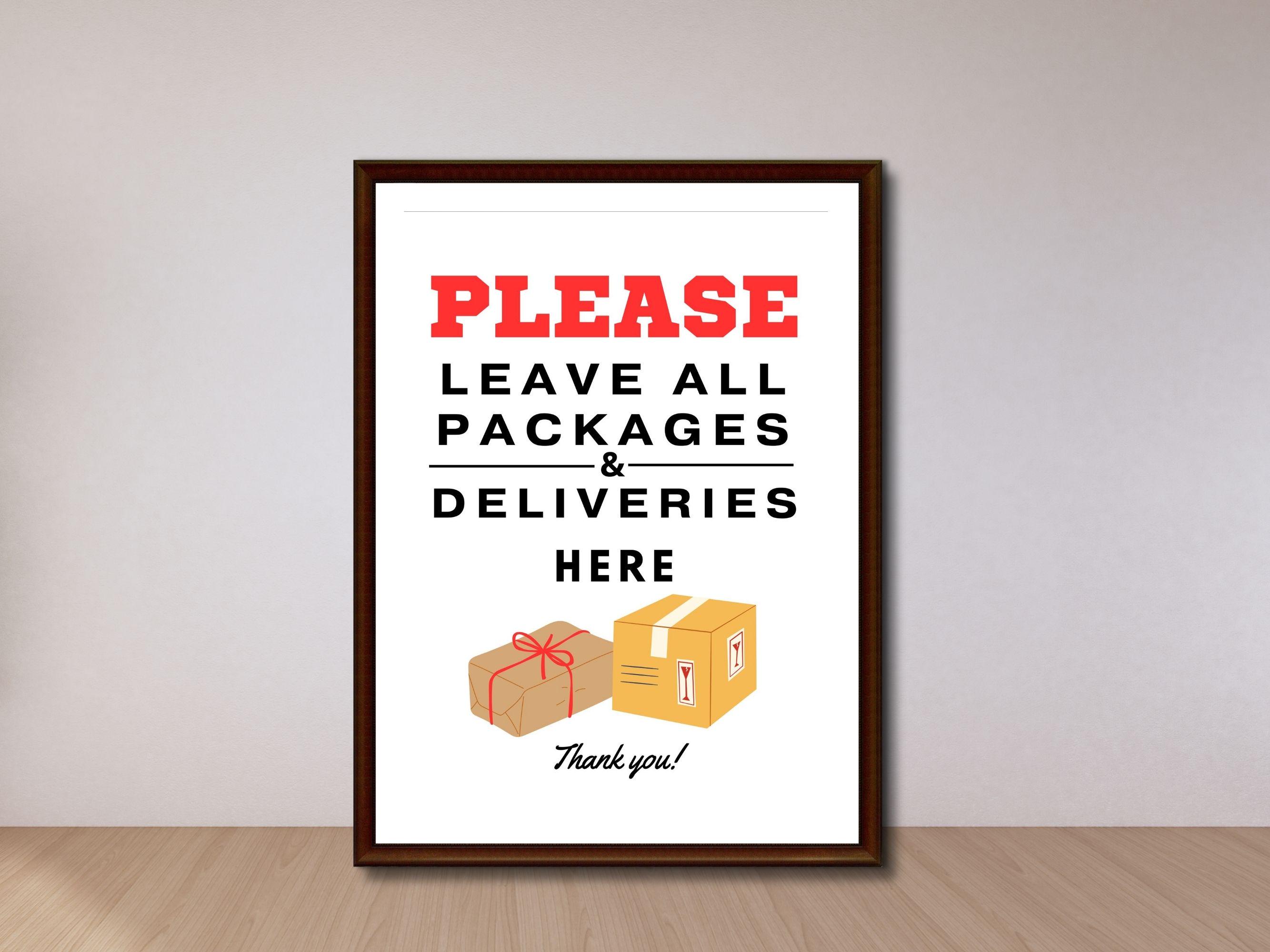 Please Leave Packages Here Sign Printable, Packages Sign, Leave ...