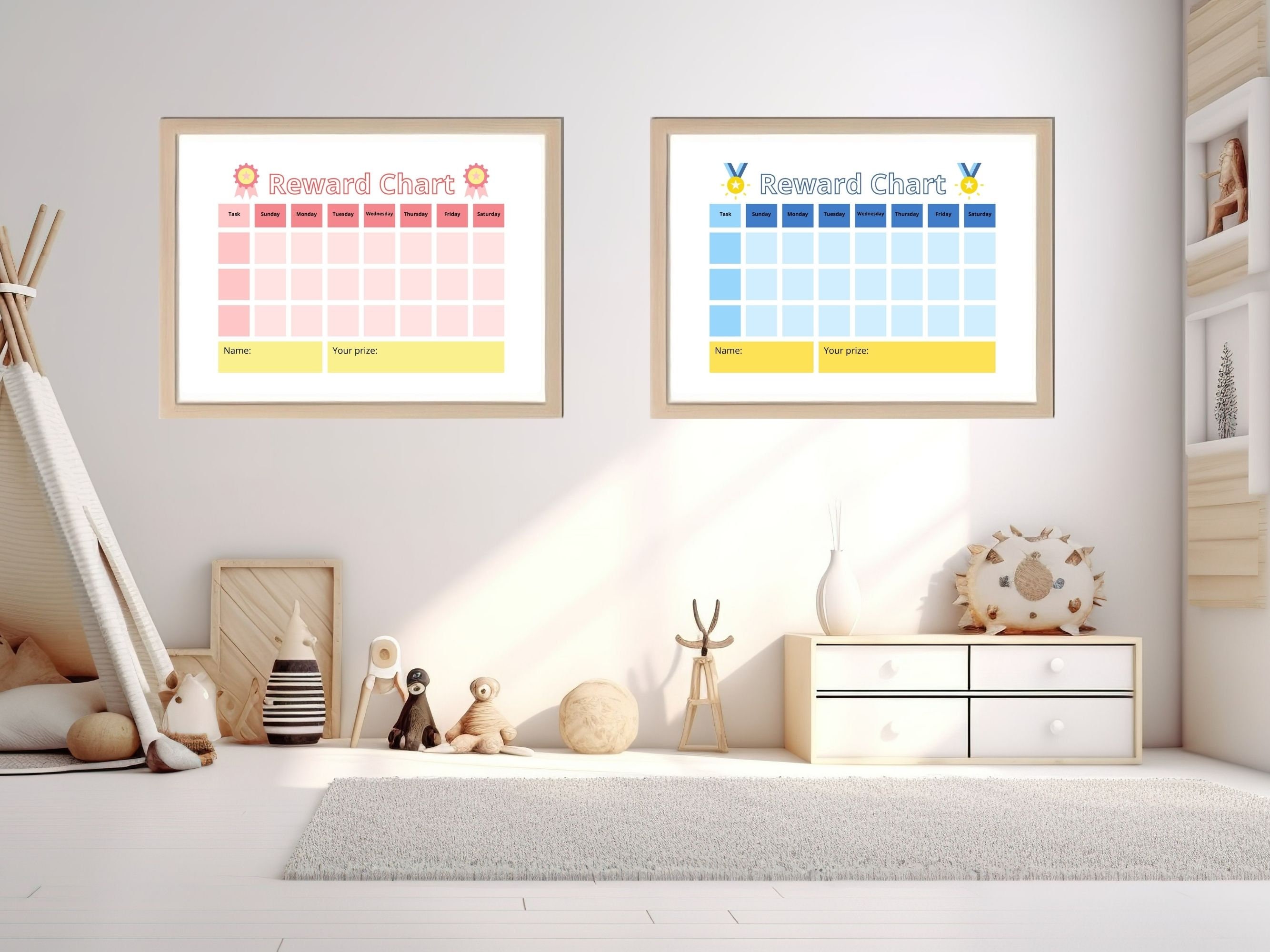 Sticker Chart, Printable Reward Chart for Boy and Girl, Kids Chore ...