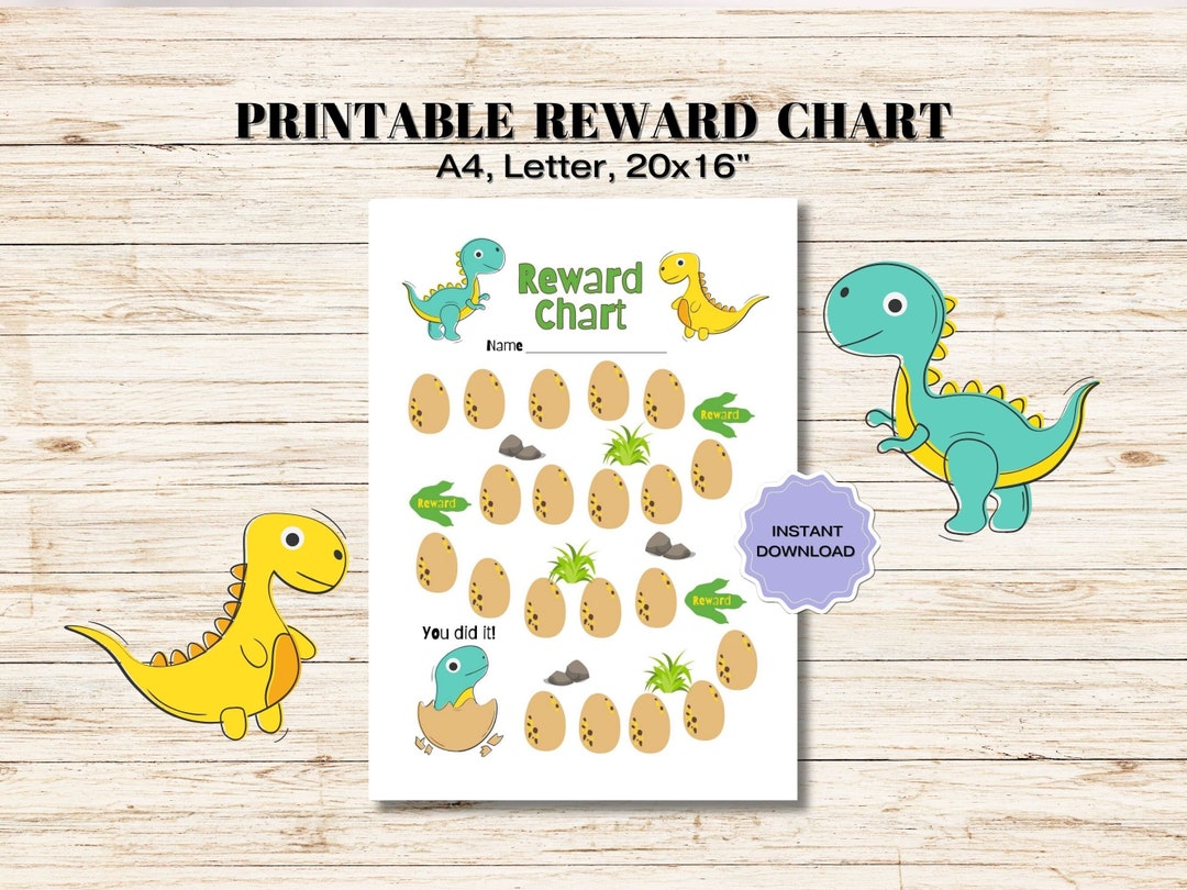 Dinosaur Reward Chart, Sticker Chart PDF, Preschool Kids, Potty ...
