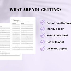 Digital Recipe Template, Recipe Minimalistic Design, Fillable Recipe ...