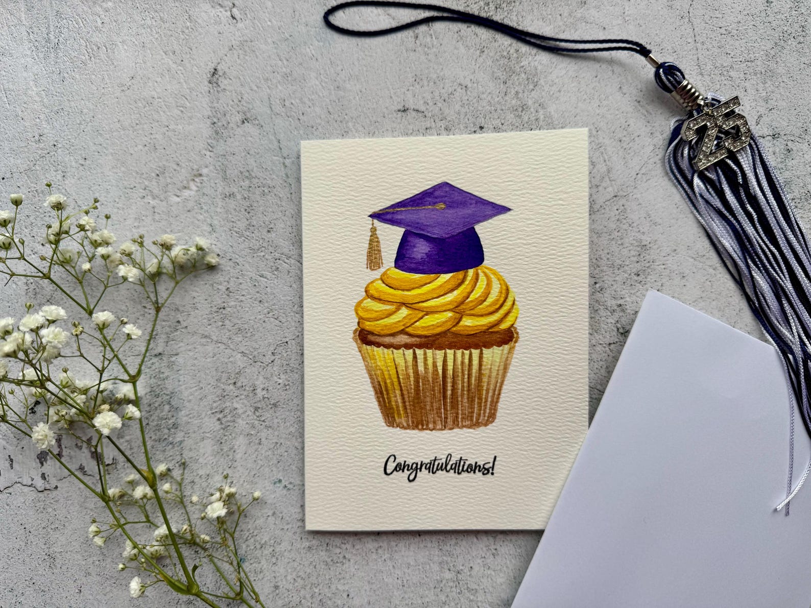Original Hand-painted Watercolor Graduation Card, Watercolor Cap ...