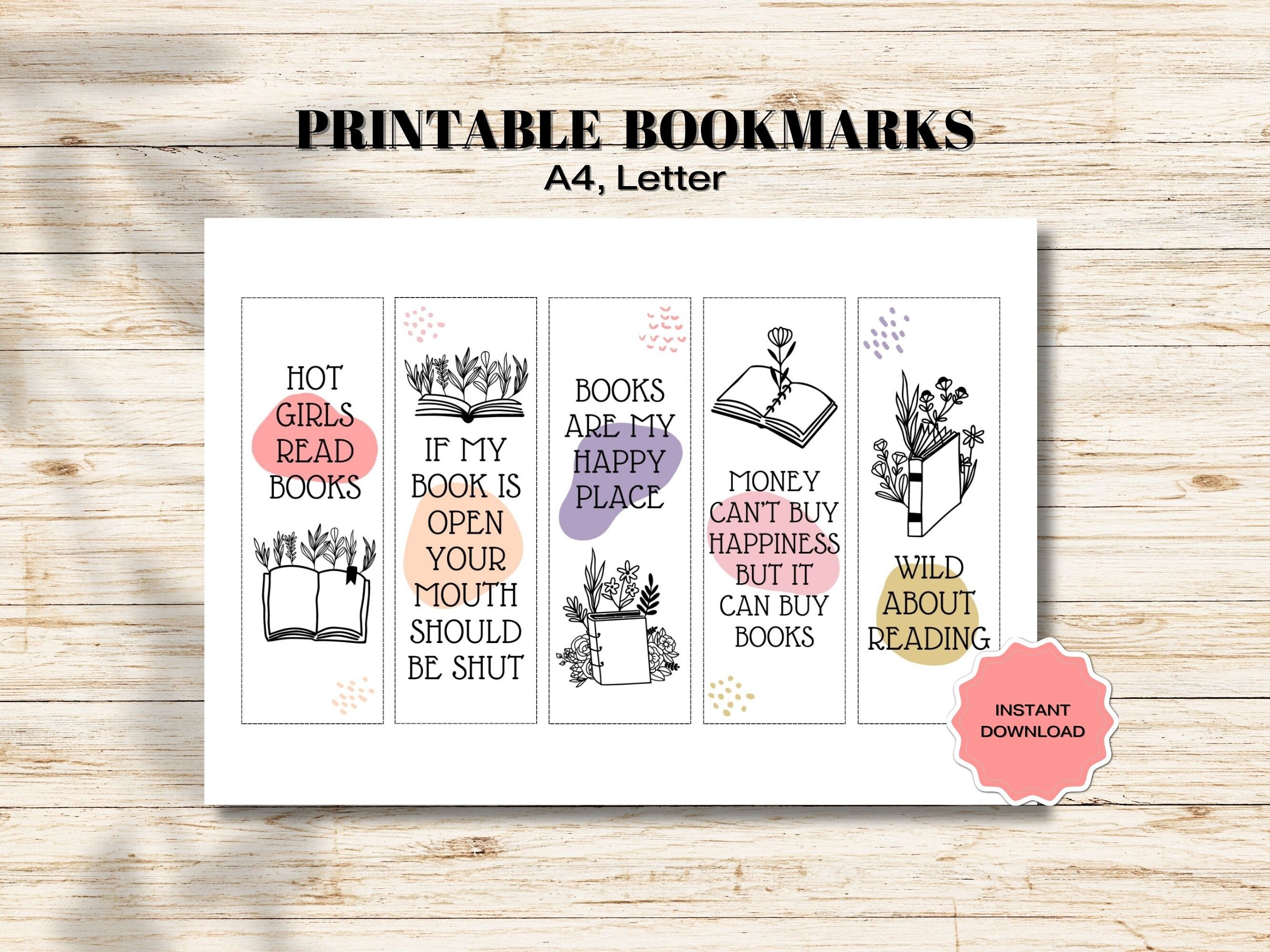 Booklovers Bookmarks Printable PDF, Digital Download, Book Lovers Gift ...