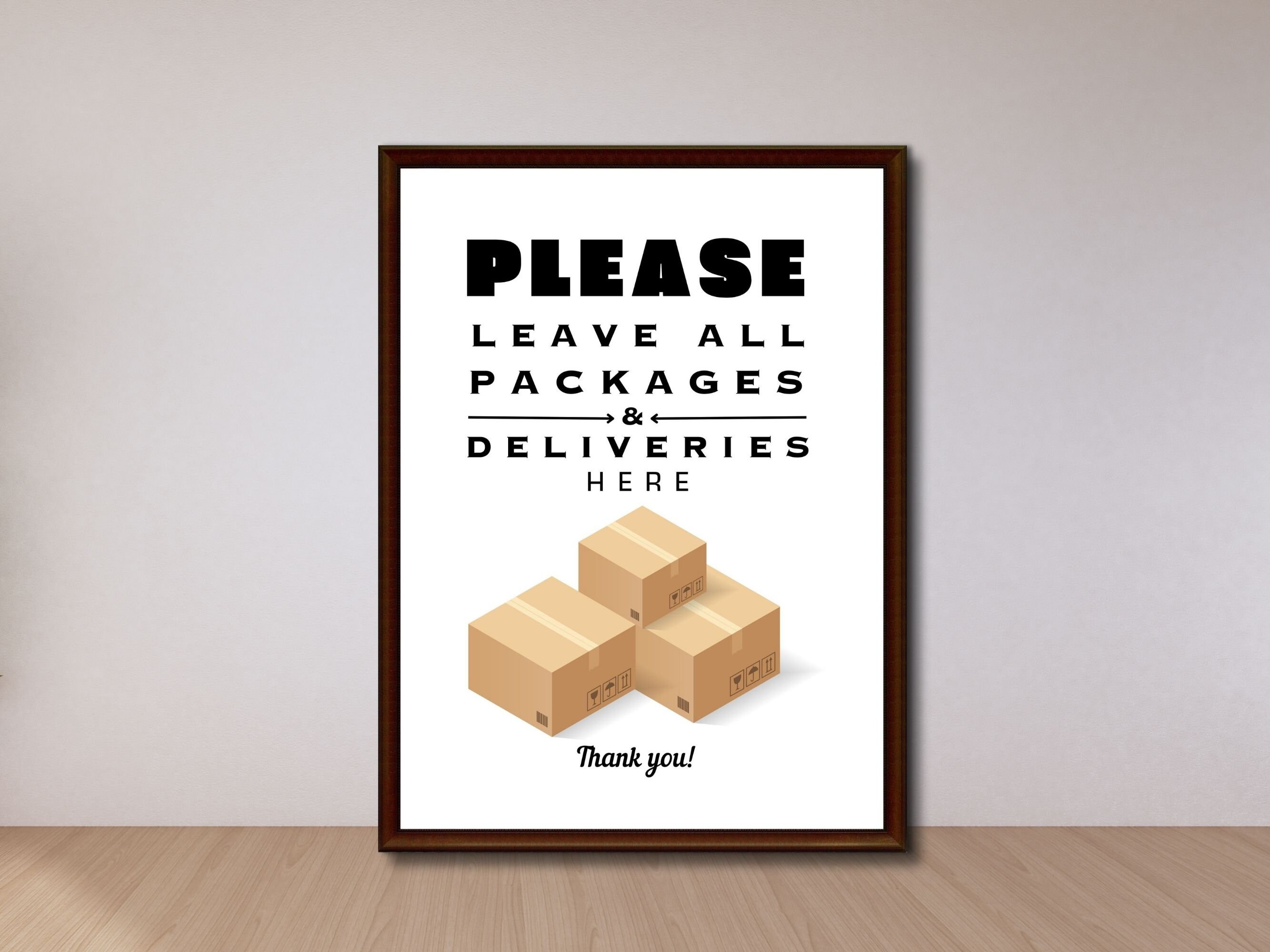 Packages Sign, Leave Deliveries Sign, Please Leave Packages Here ...