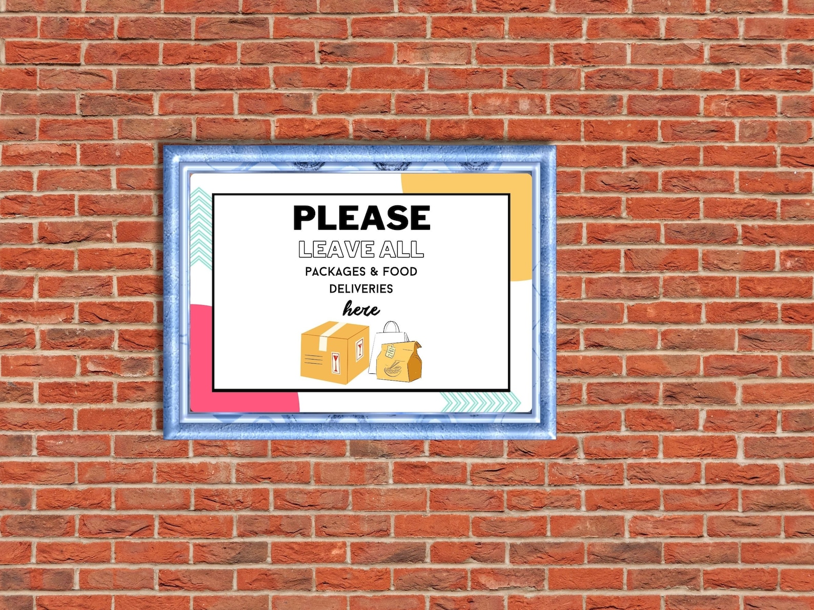 Printable Package Area Sign, Please Leave Packages and Food Deliveries ...