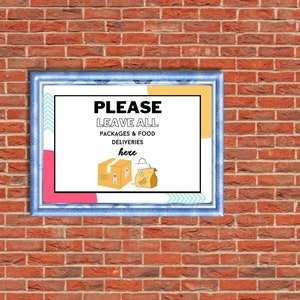 Printable Package Area Sign, Please Leave Packages and Food Deliveries ...