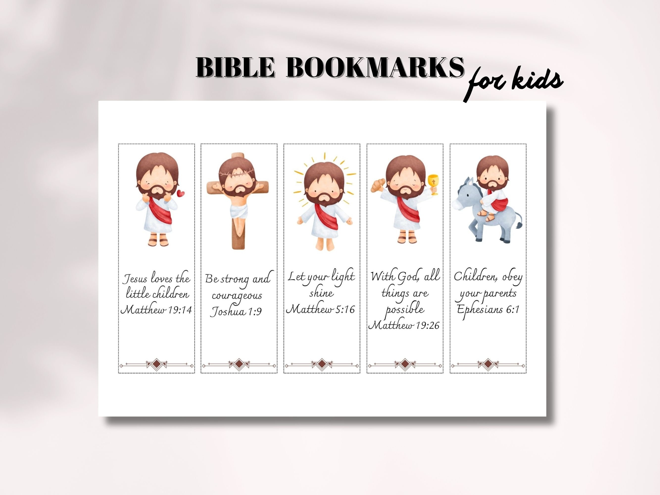 Bookmarks With Bible Verses for Kids, Printable Jesus Bookmarks Set ...