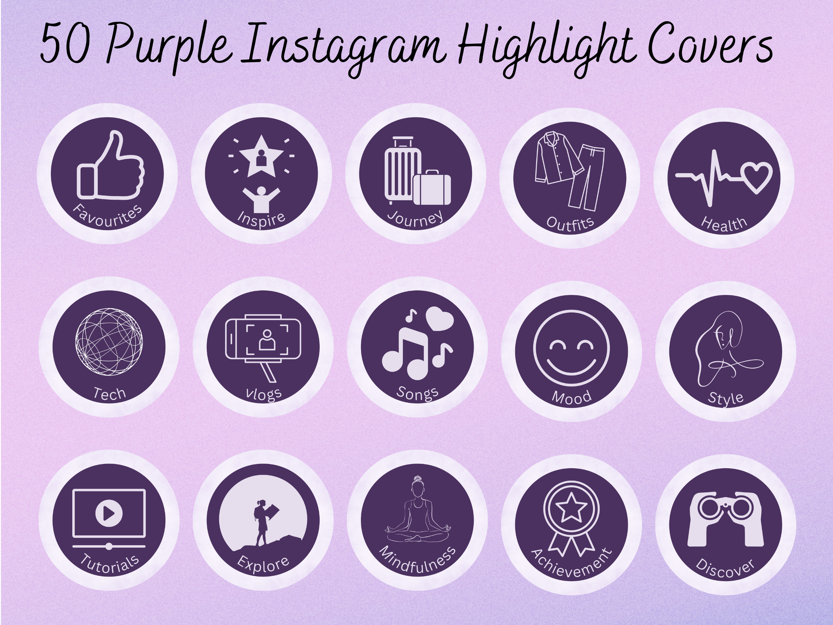 Canva Editable- 50 Purple Instagram Highlight Covers - Etsy