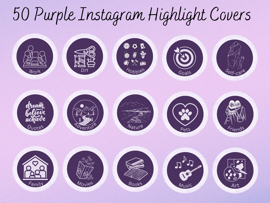 Canva Editable- 50 Purple Instagram Highlight Covers - Etsy
