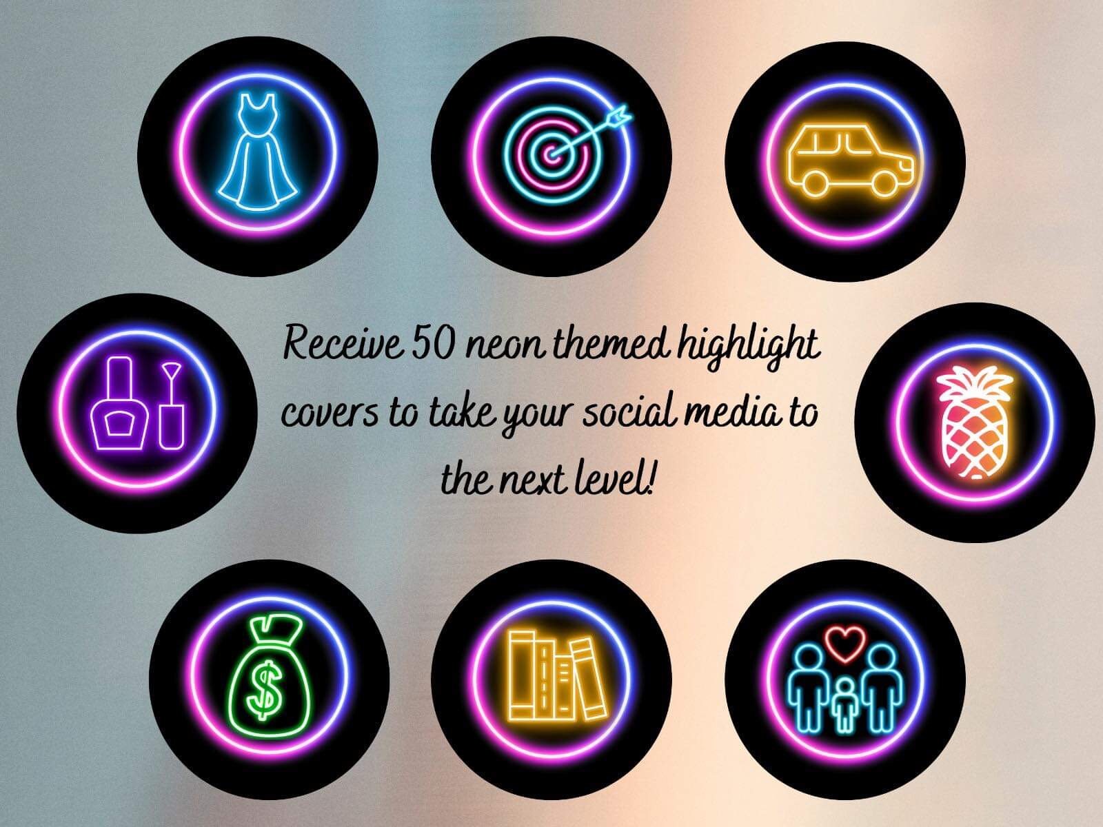 Canva Editable - 50 Neon Instagram Highlight Covers - Etsy