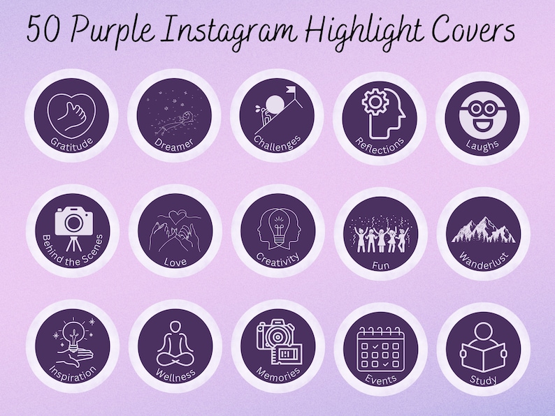 Canva Editable- 50 Purple Instagram Highlight Covers - Etsy