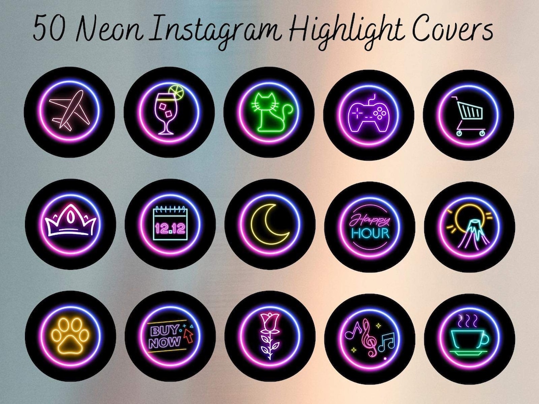 Canva Editable - 50 Neon Instagram Highlight Covers - Etsy