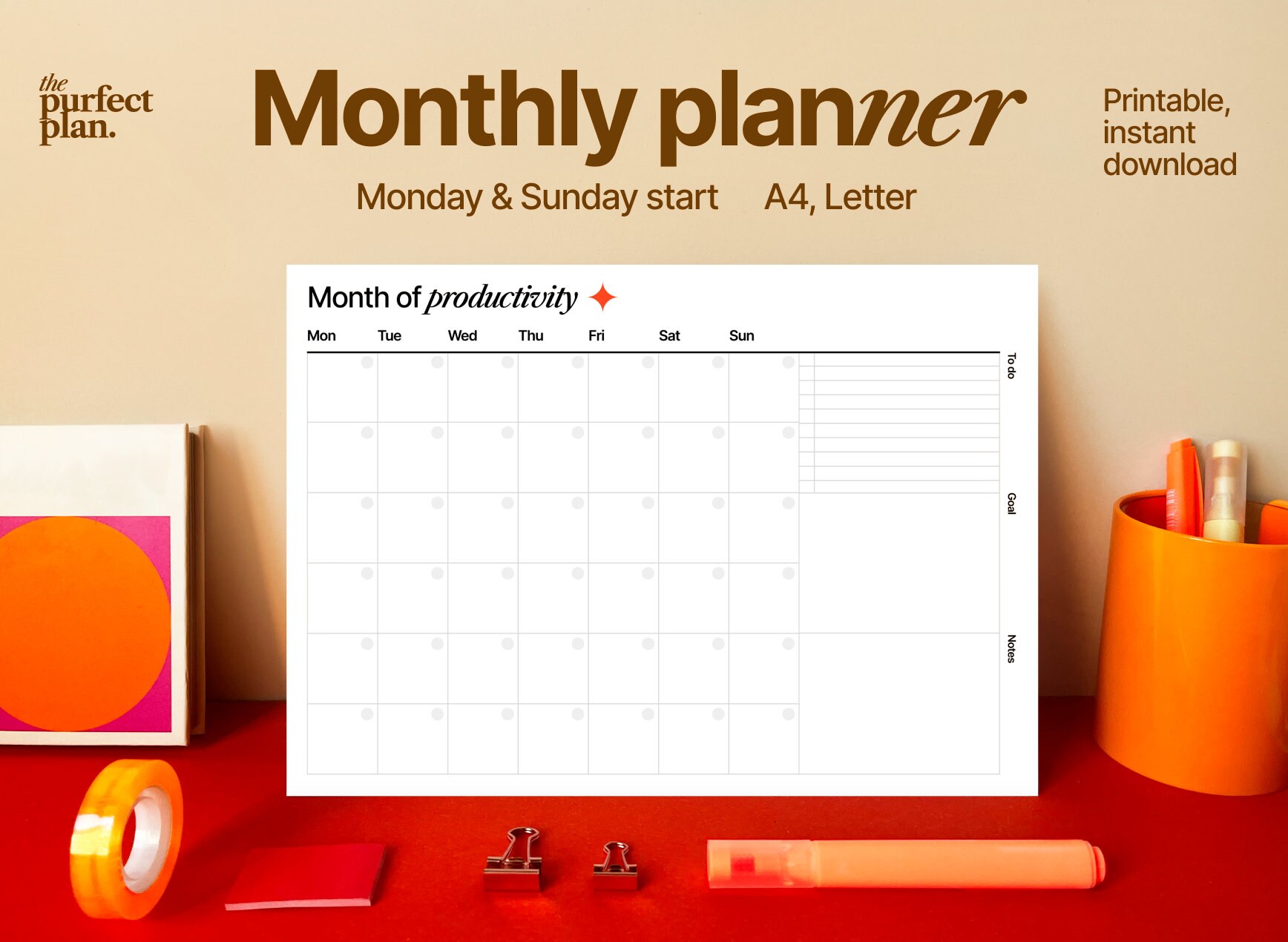 Monthly Planner Printable, to Do List, Minimal Monthly Schedule ...