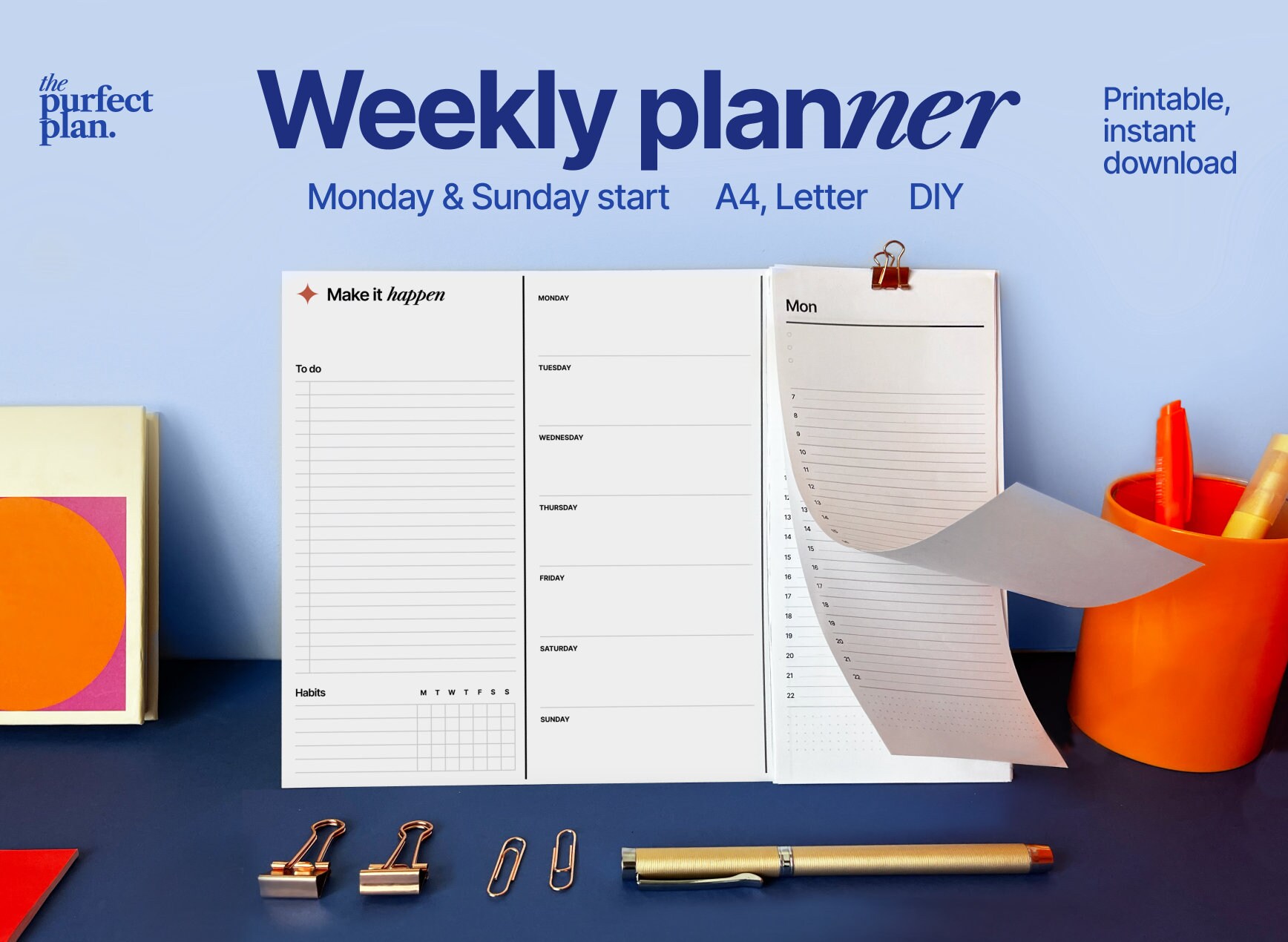 Weekly Planner Printable to Do List Minimal Weekly Schedule - Etsy