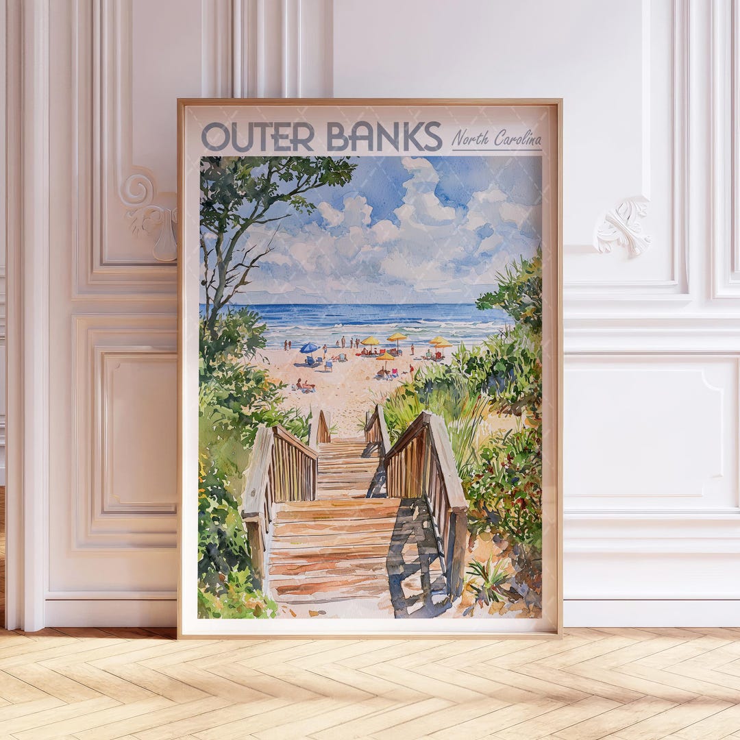 Outer Banks Watercolor Poster - Outer Banks Wall Art - North Carolina ...