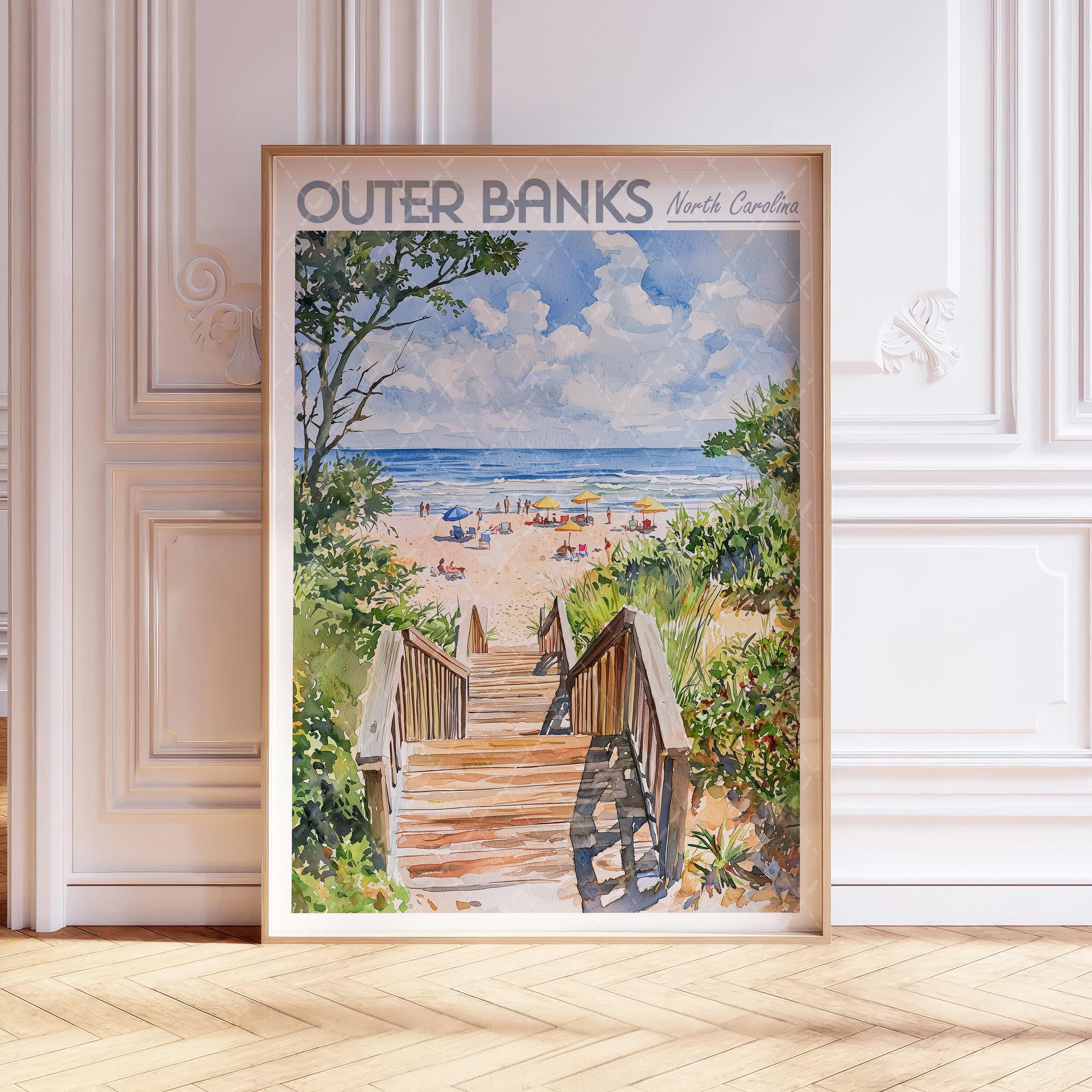 Outer Banks Watercolor Poster - Outer Banks Wall Art - North Carolina ...