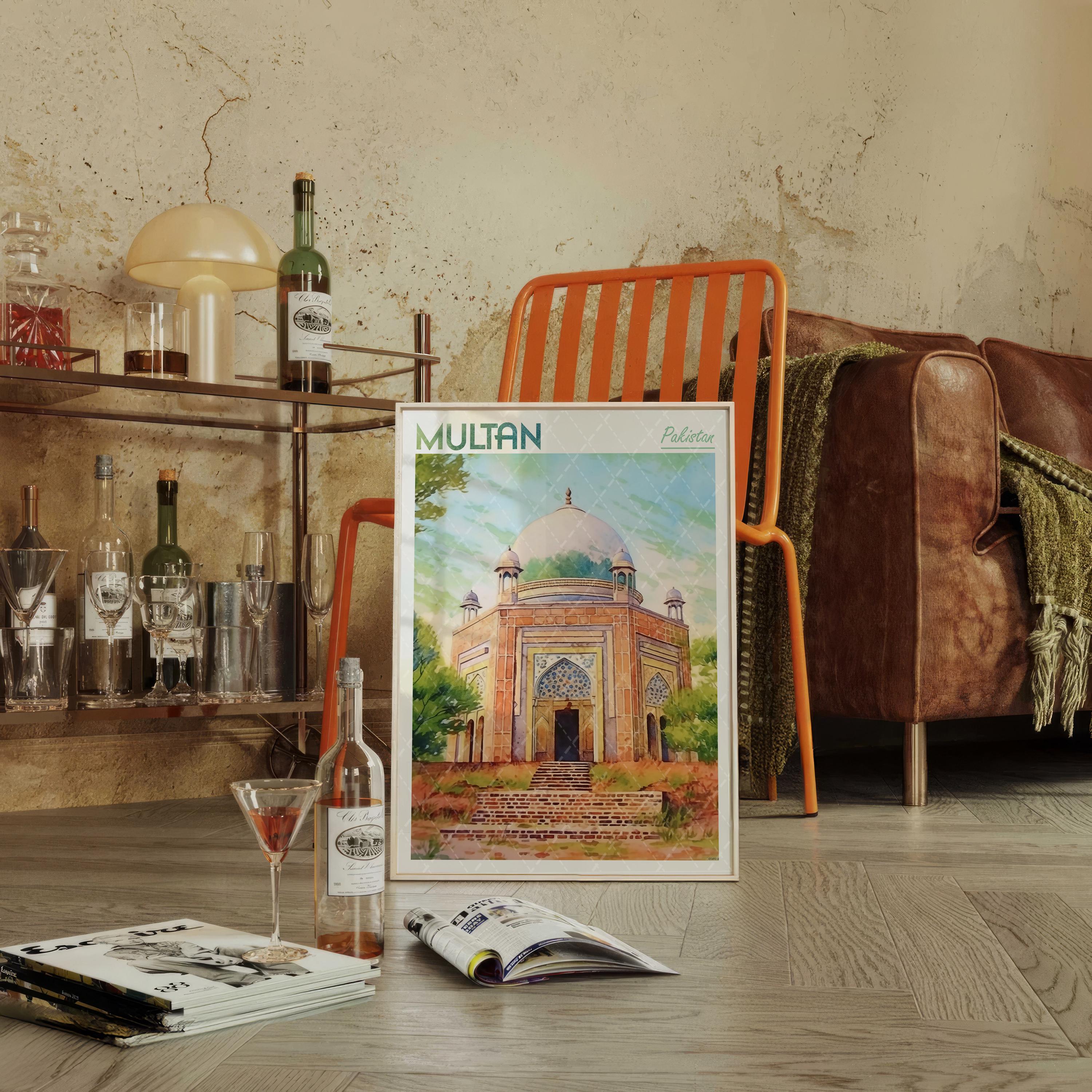 Multan Watercolor Art Print - Shah Rukn-e-alam Print - Pakistan Travel ...