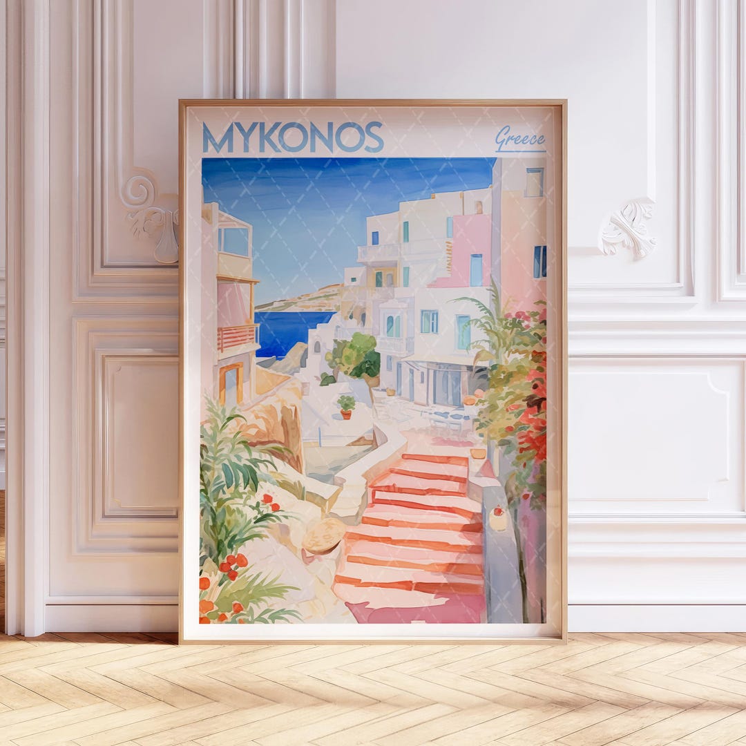Mykonos Watercolor Art Print - Mykonos Island Print - Greece Europe ...