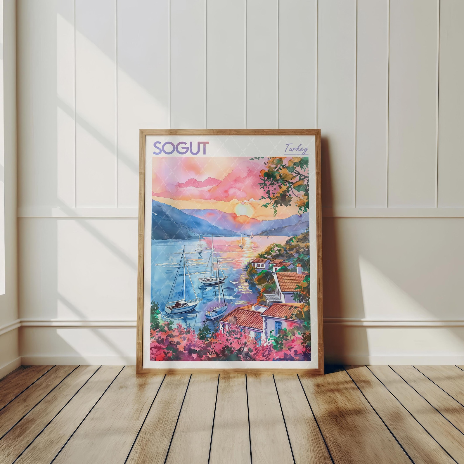 Sogut Watercolor Wall Art - Marmaris Print - Turkey Travel Poster ...