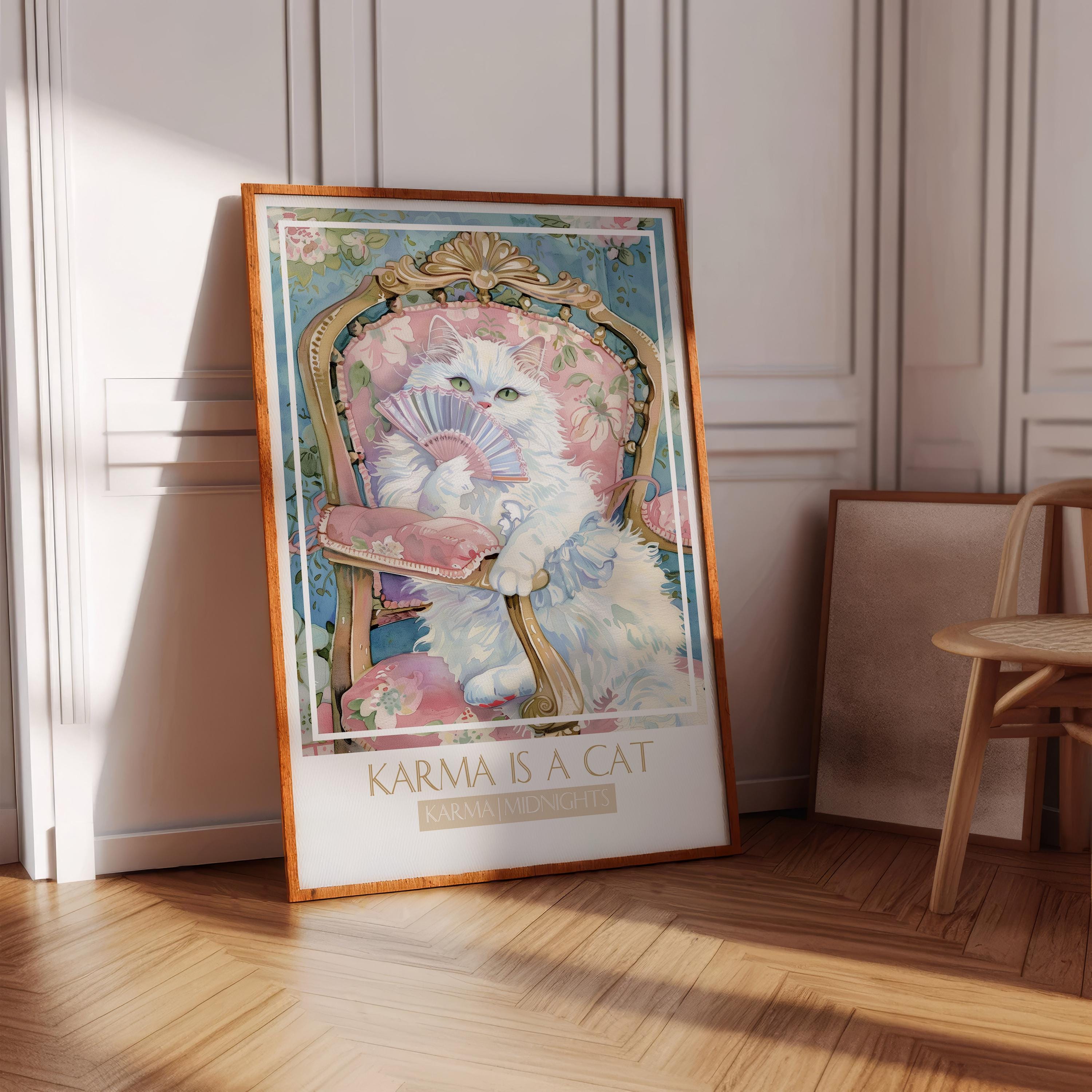 Karma is A Cat Song Poster Watercolor Wall Art Subtle Song Print ...