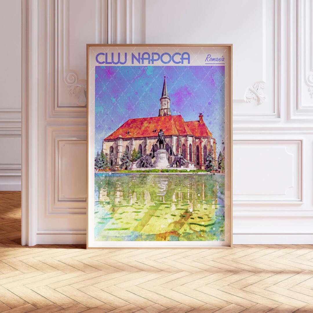 Cluj Napoca Romania Watercolor Poster - Cluj Napoca City Print ...