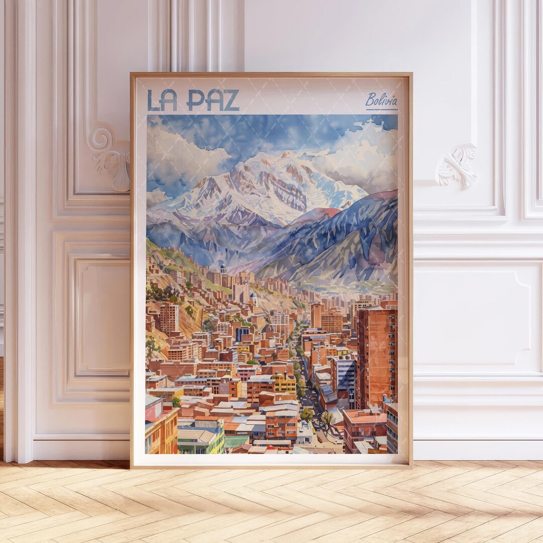 La Paz Bolivia Watercolor Travel Poster, World Travel Art, South ...