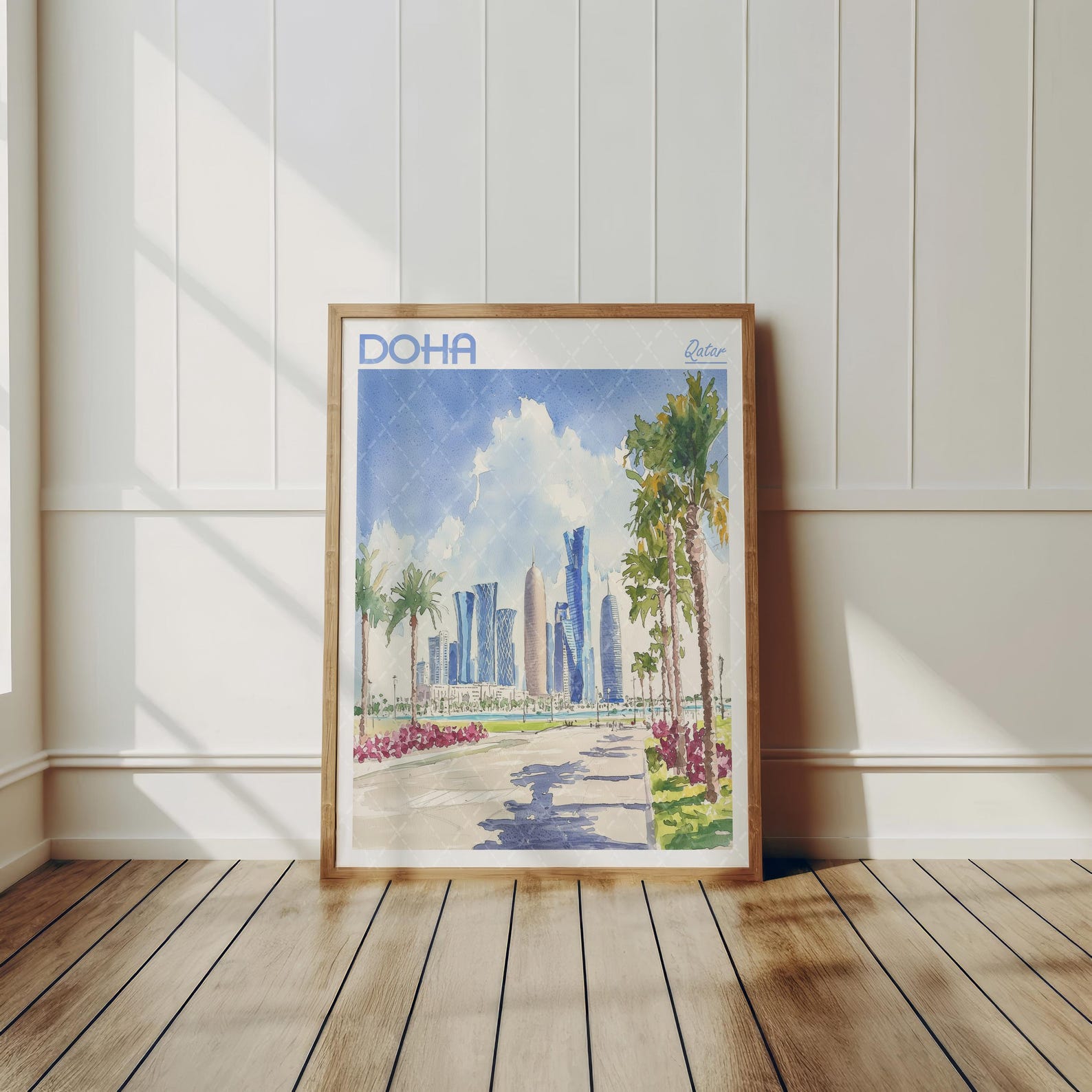 Doha Qatar Watercolor Print: Pastel Travel Poster (digital Download) - Etsy