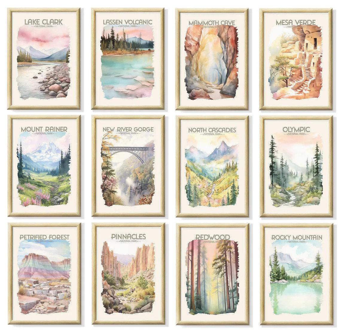 U.S. National Park Poster Bundle | All 63 National Parks Watercolor ...